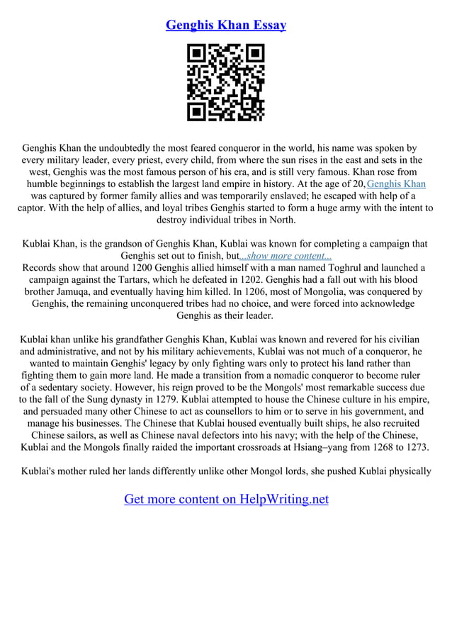 Genghis Khan Essay | PDF