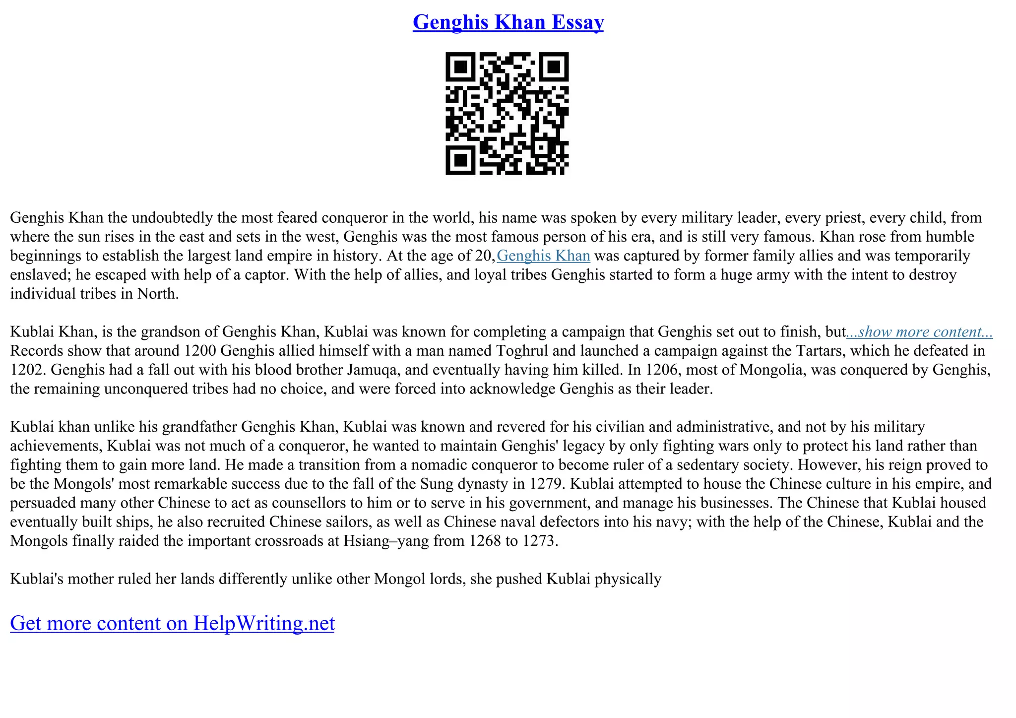 Genghis Khan Essay | PDF