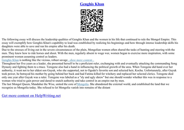 Genghis Khan Essay | PPT