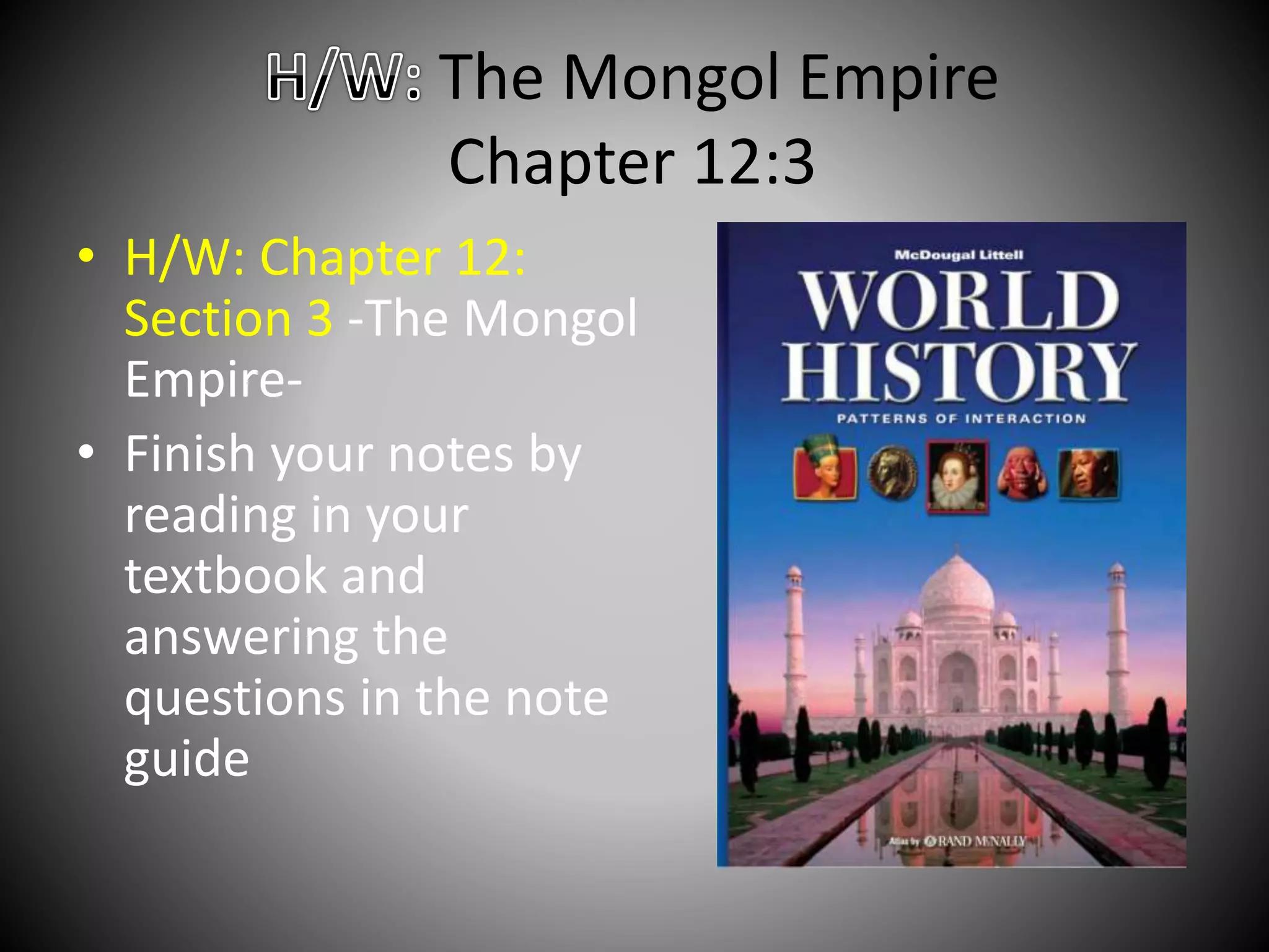 AP World: Mongols (12:2) + Mongol Reading Resources | PPTX