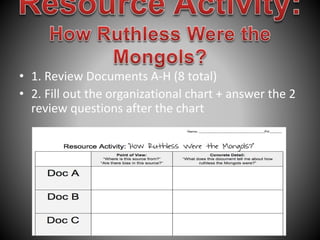 AP World: Mongols (12:2) + Mongol Reading Resources | PPT