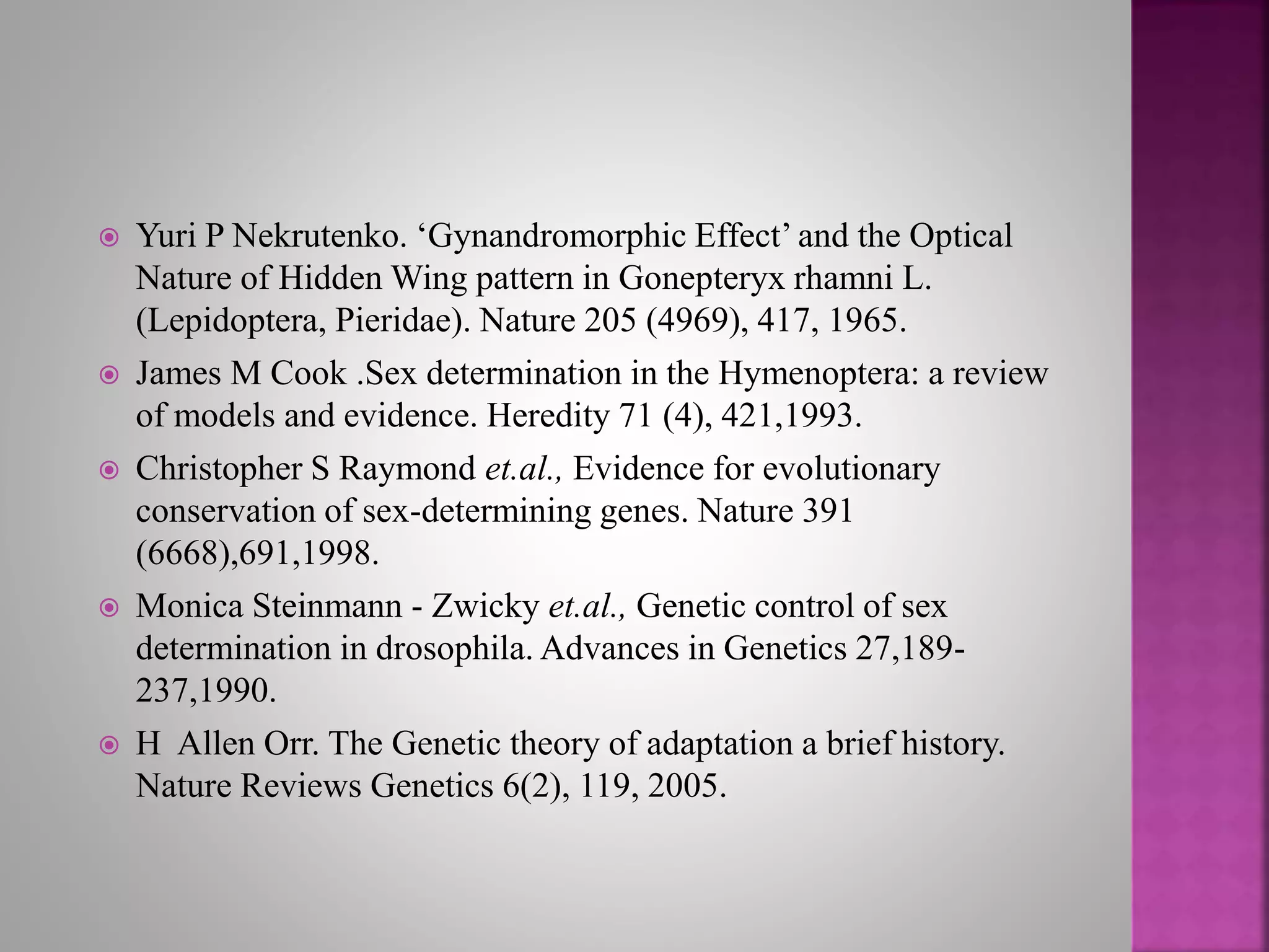 Genic balance theory of bridges gynandromorphs | PPTX