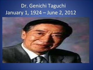 Genichi Taguchi and his Contribution to Quality.. | PPT