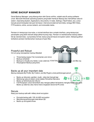 Genie backup manager basirah | DOCX