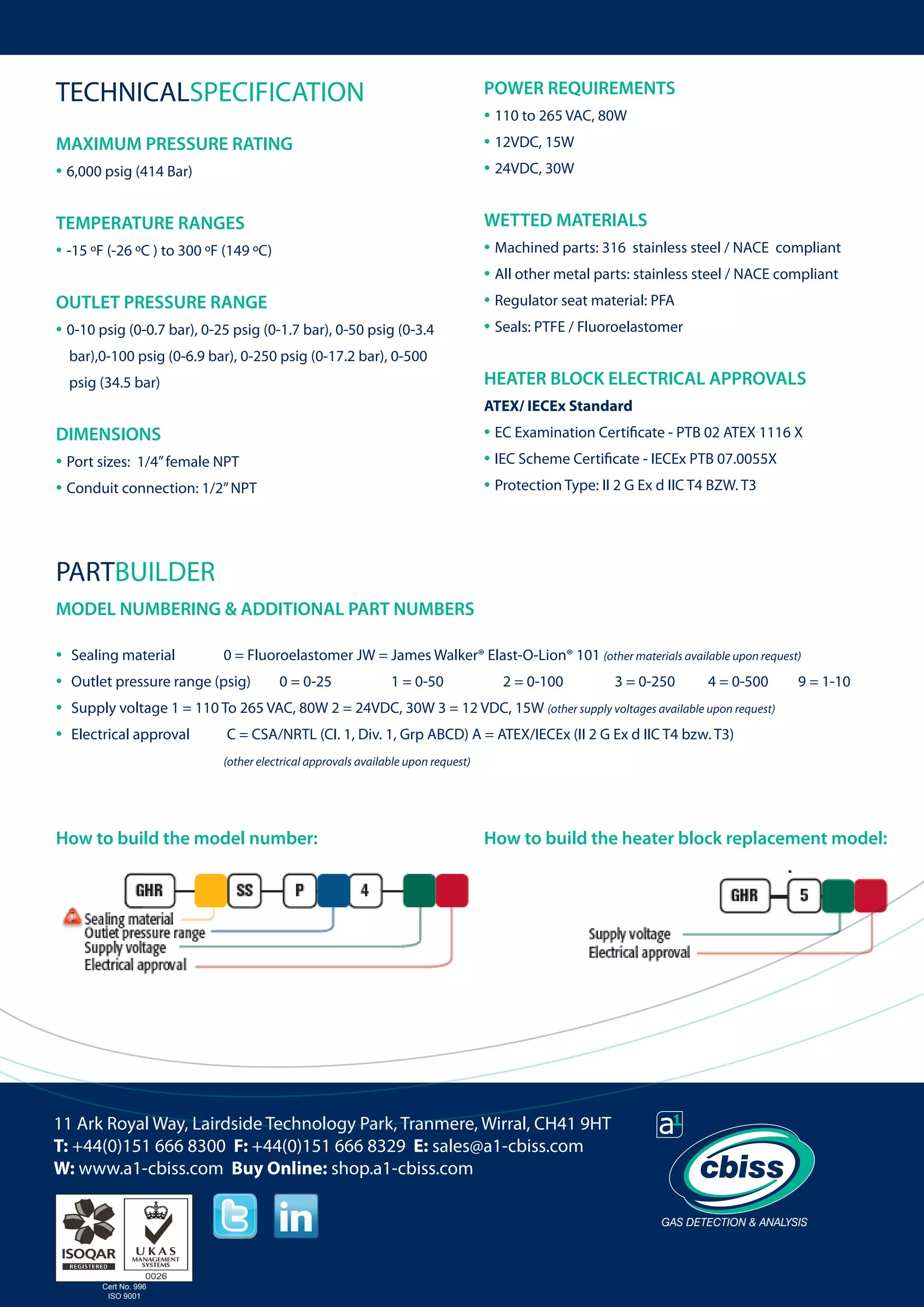 Genie ghr heated pressure regulator datasheet | PDF