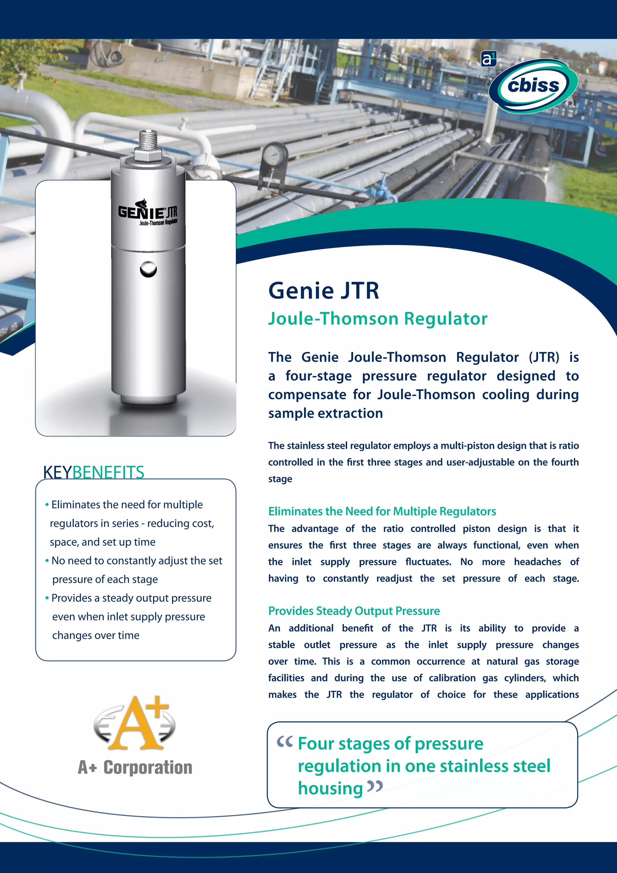 Genie jtr joule thomson regulator datasheet | PDF