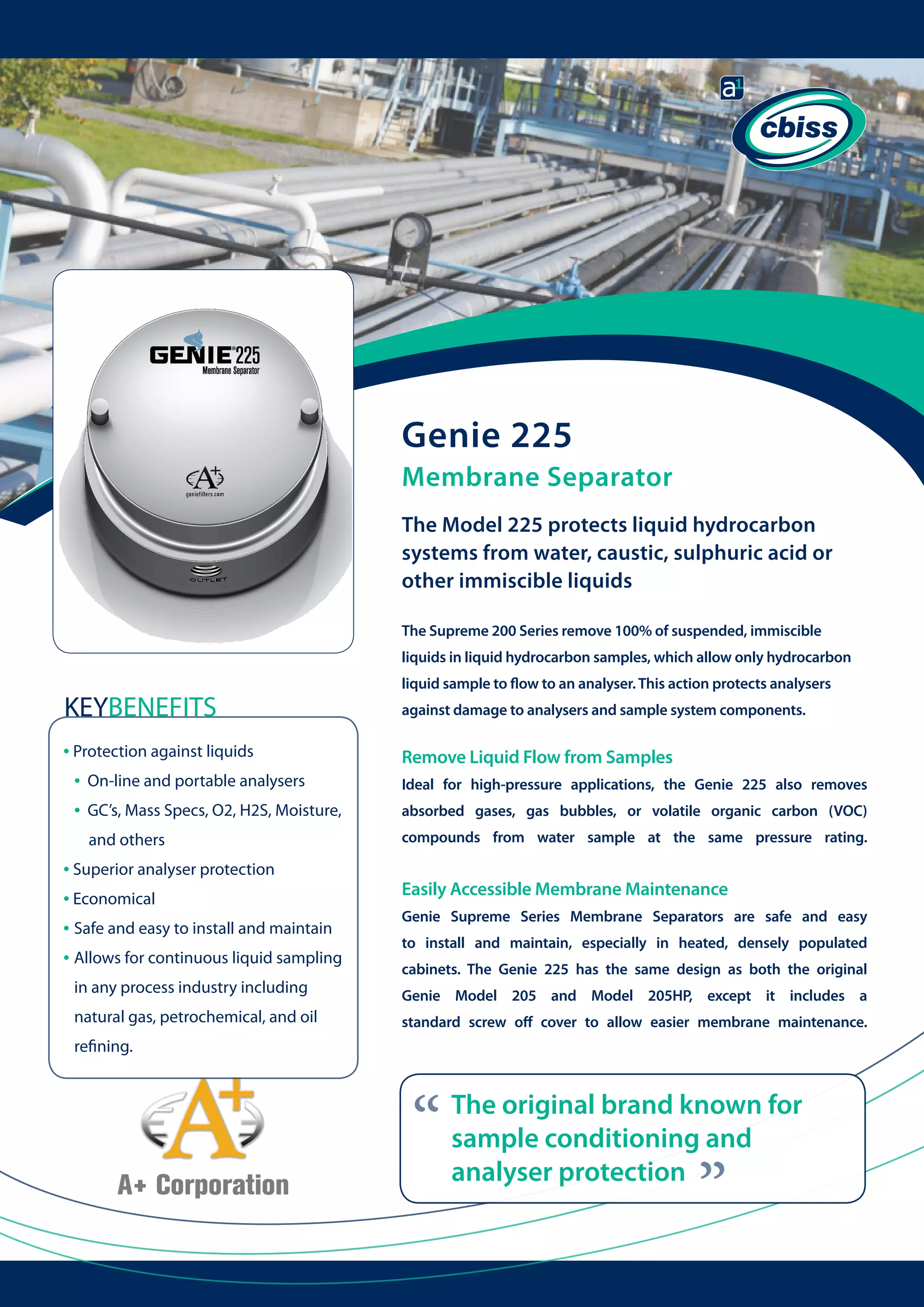 Genie supreme 225 membrane seperator datasheet | PDF