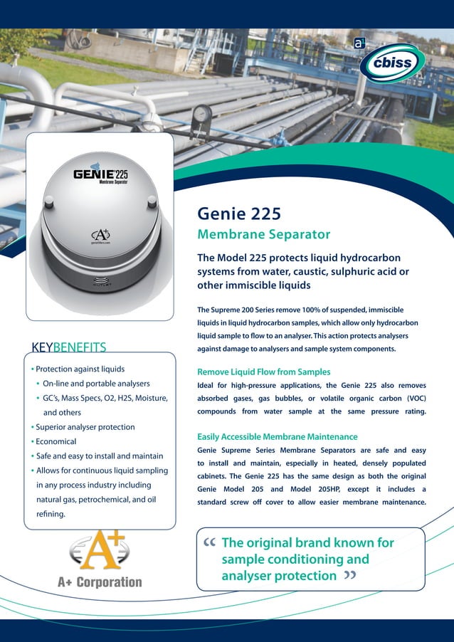 Genie supreme 225 membrane seperator datasheet | PDF
