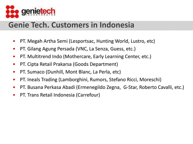 GenieTech Indonesia - Retailpro | PPTX | Retail Industry | Industries