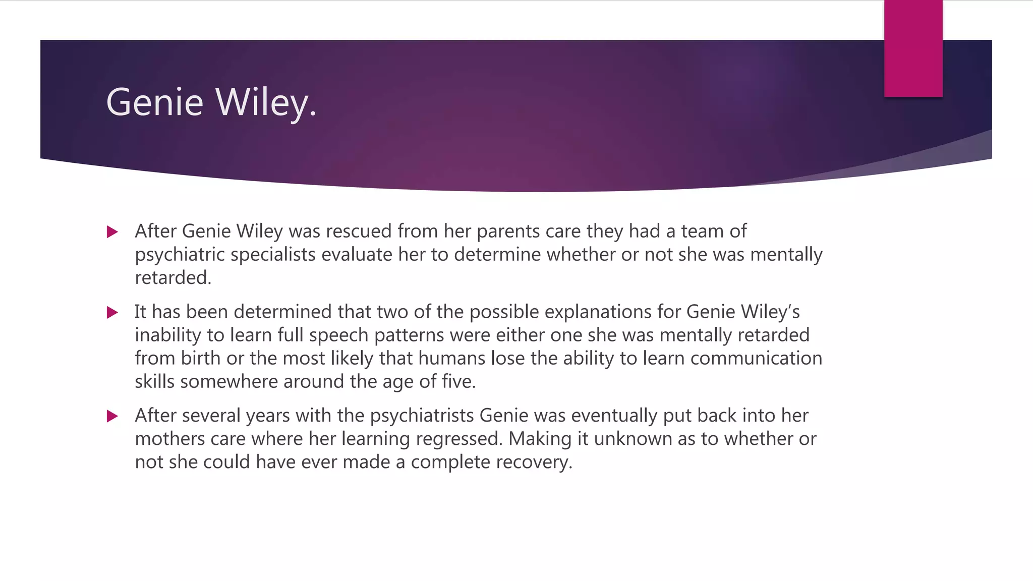 Genie (The Secret of the Wild Child). | PPTX