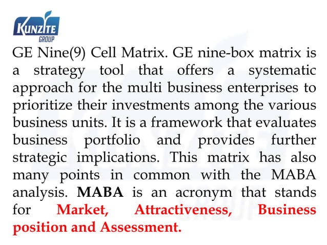 Ge nine(9) cell matrix | PPT | Business Accounting & Finance | Business