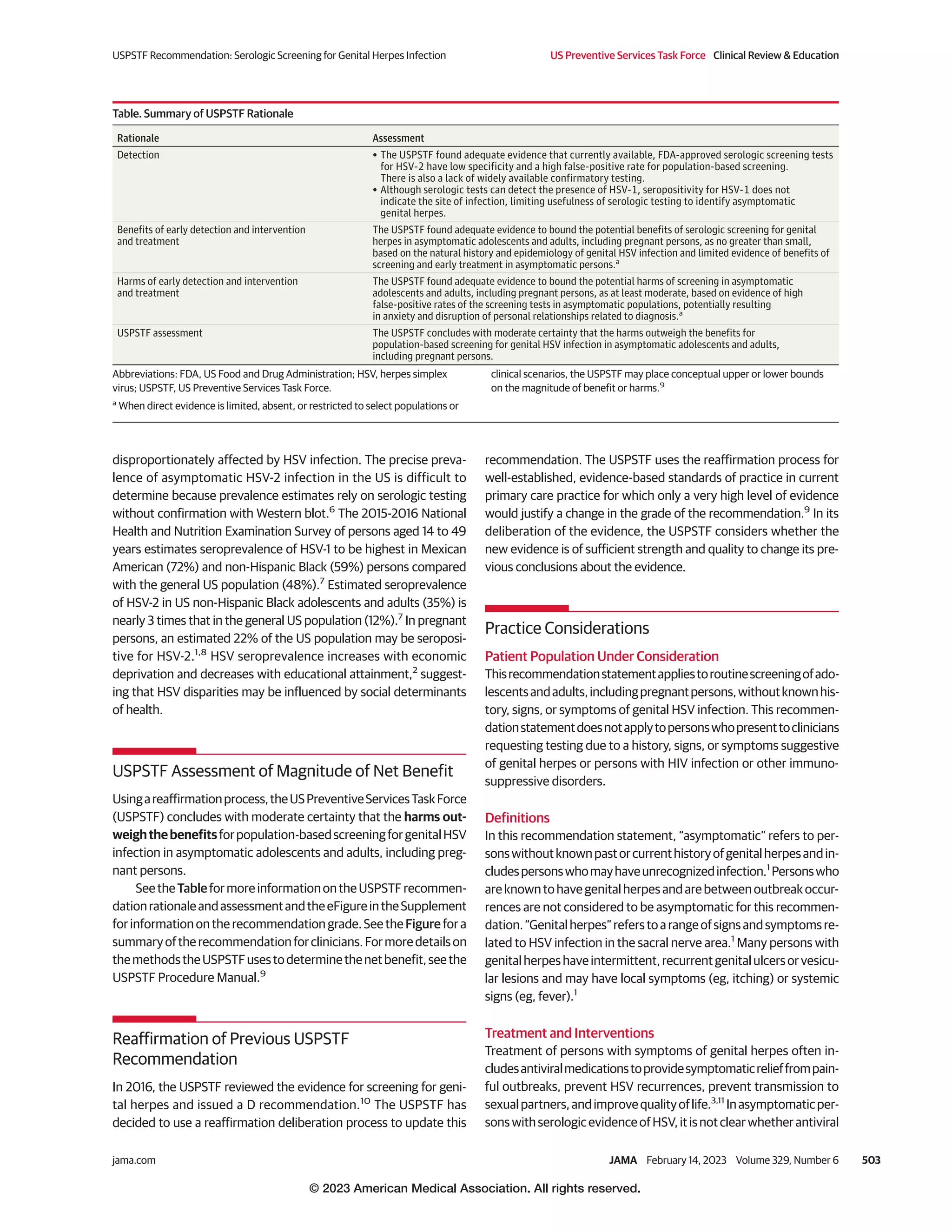 Genital Herpes Screening Final Recommendation Pdf