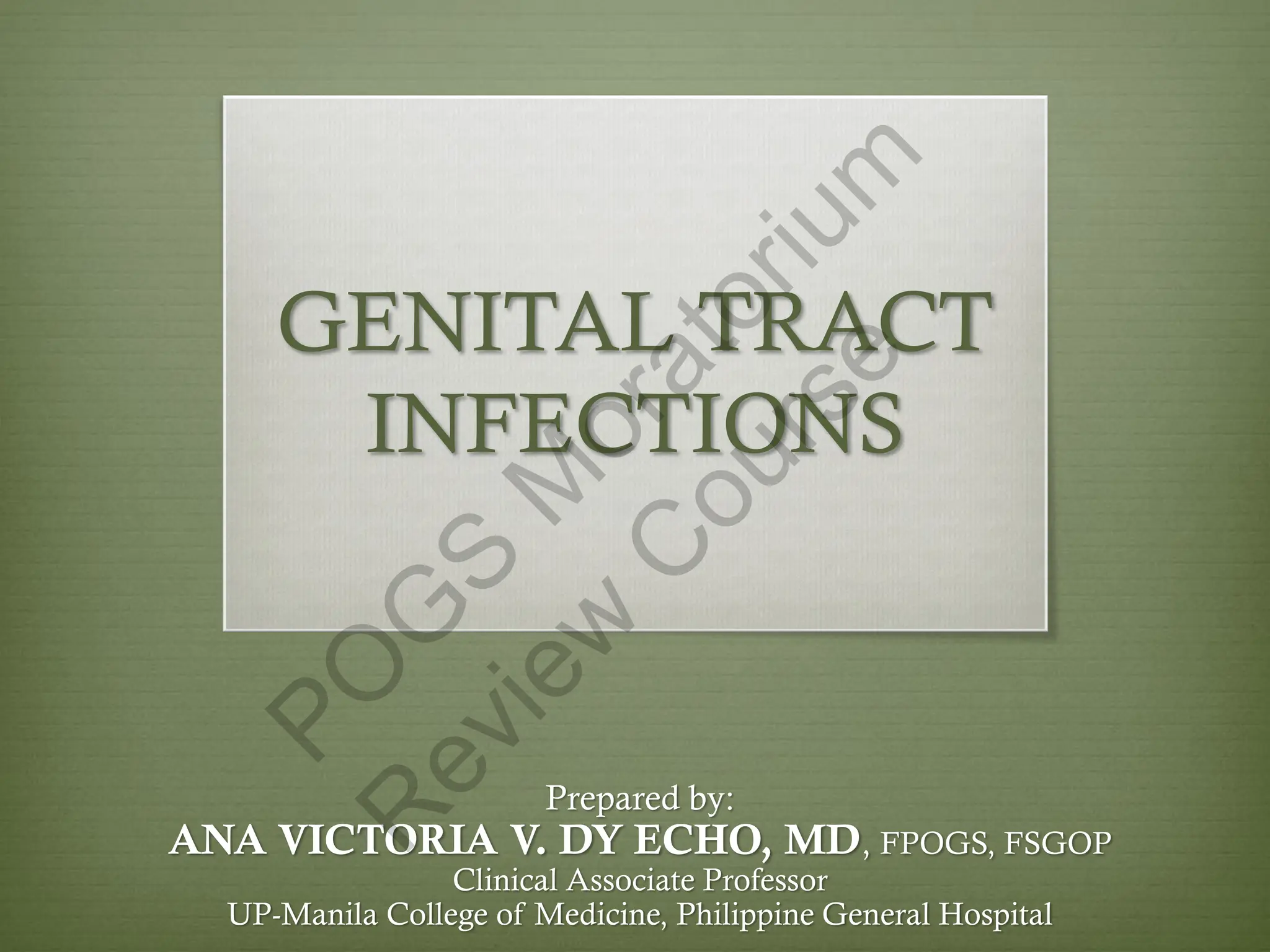 Genital Tract Infections of upper and lower reproductive organ | PDF