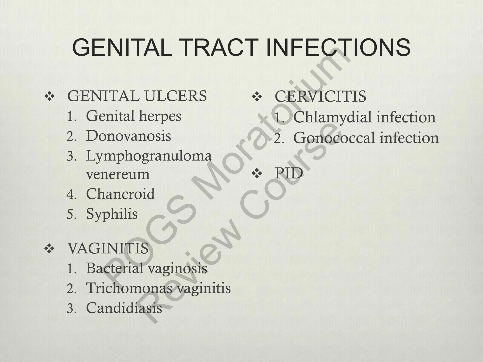 Genital Tract Infections of upper and lower reproductive organ | PPT