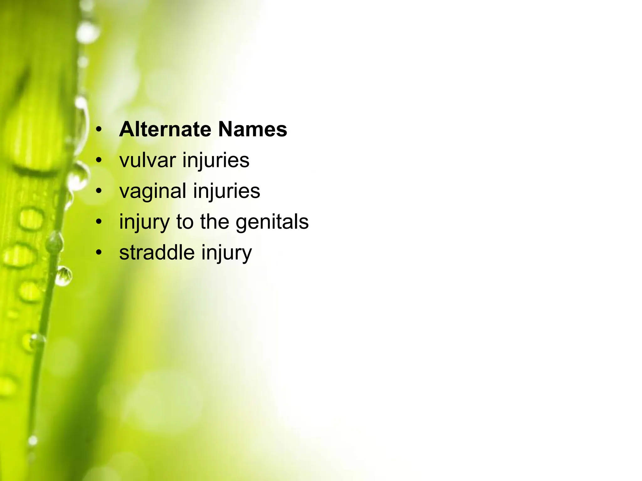 condition on injury of female genital tract PPT.PTX