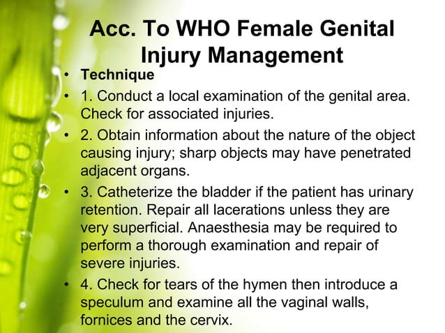 condition on injury of female genital tract PPT.PTX