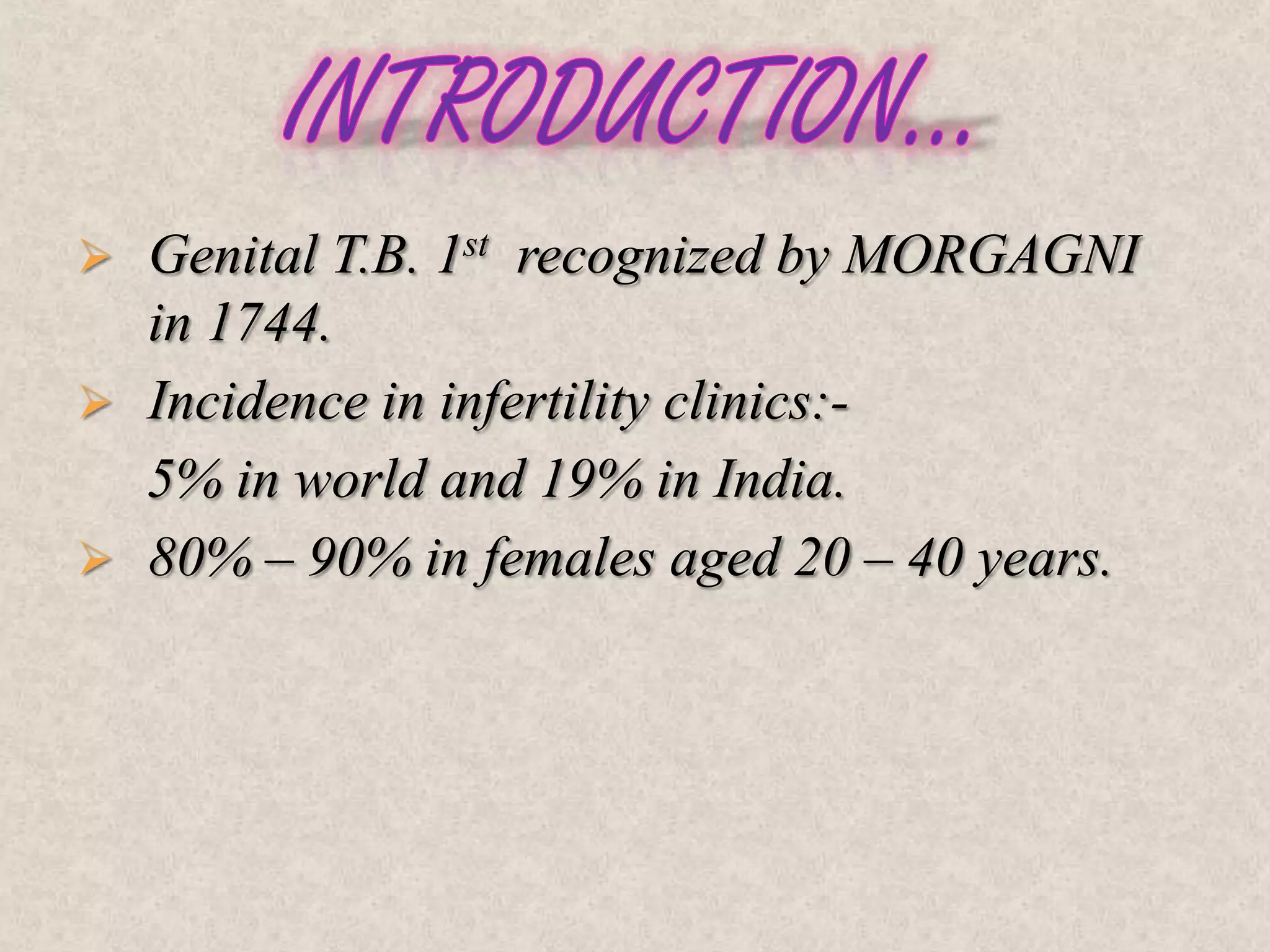 Genital tuberclosis | PPTX | Infertility | Reproductive Health