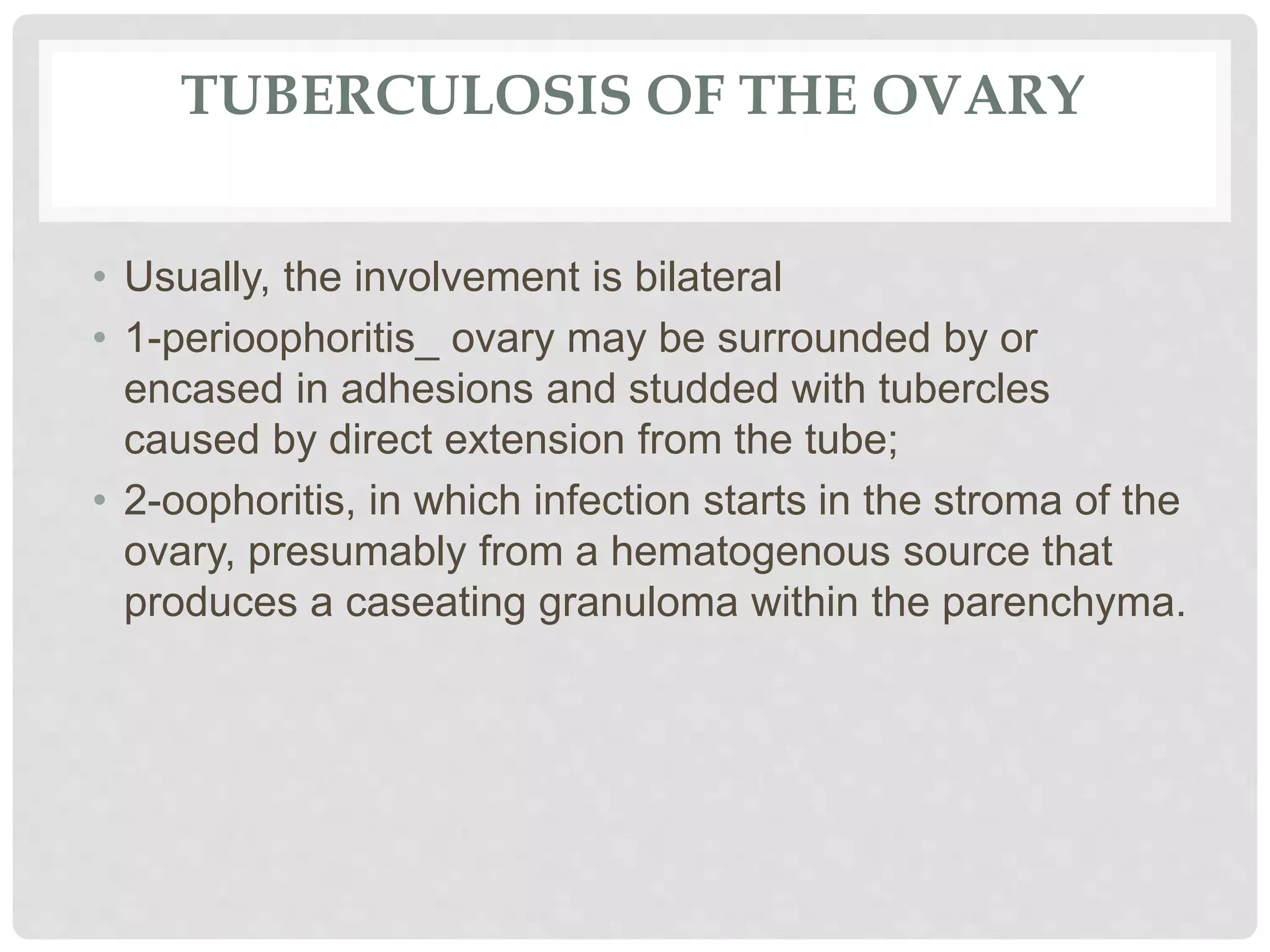 Genital tuberclosis and infertilty | PPT
