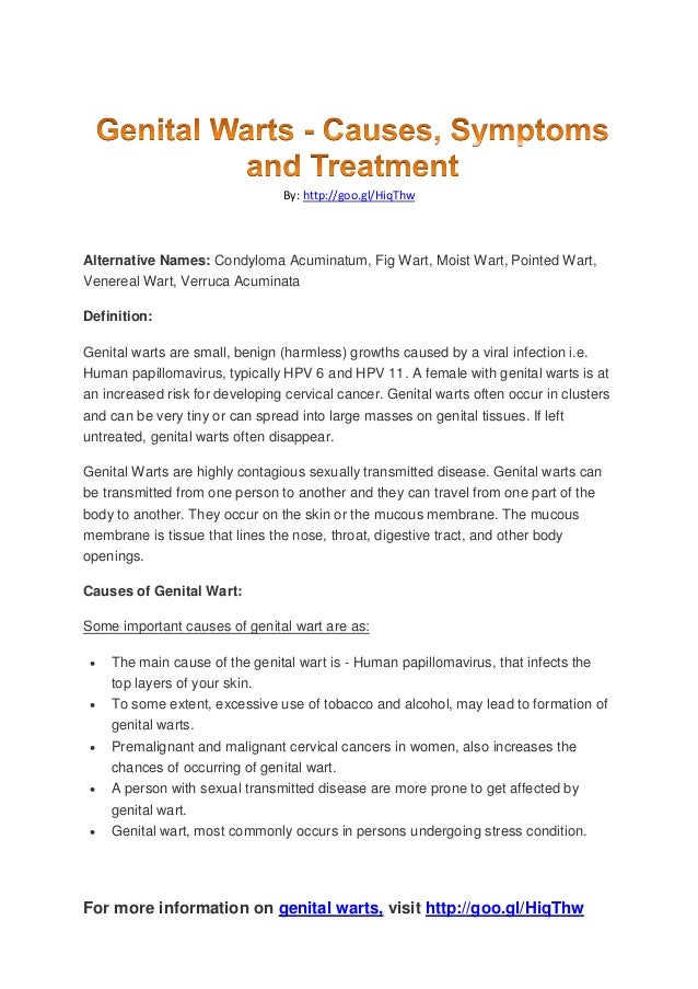 Genital Warts Causes Symptoms And Treatment