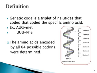 Genitic code | PPTX | Chemistry | Science