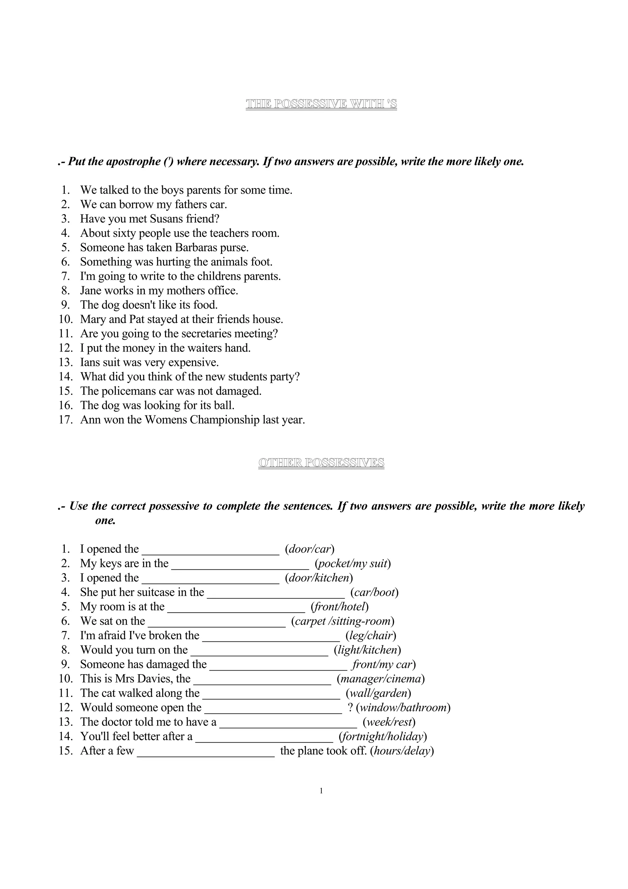 Genitive_exercises | PDF | Soccer | Sports
