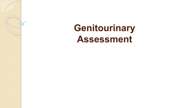 Genitourinary Assessment.pptx | Reproductive Health | Diseases and ...