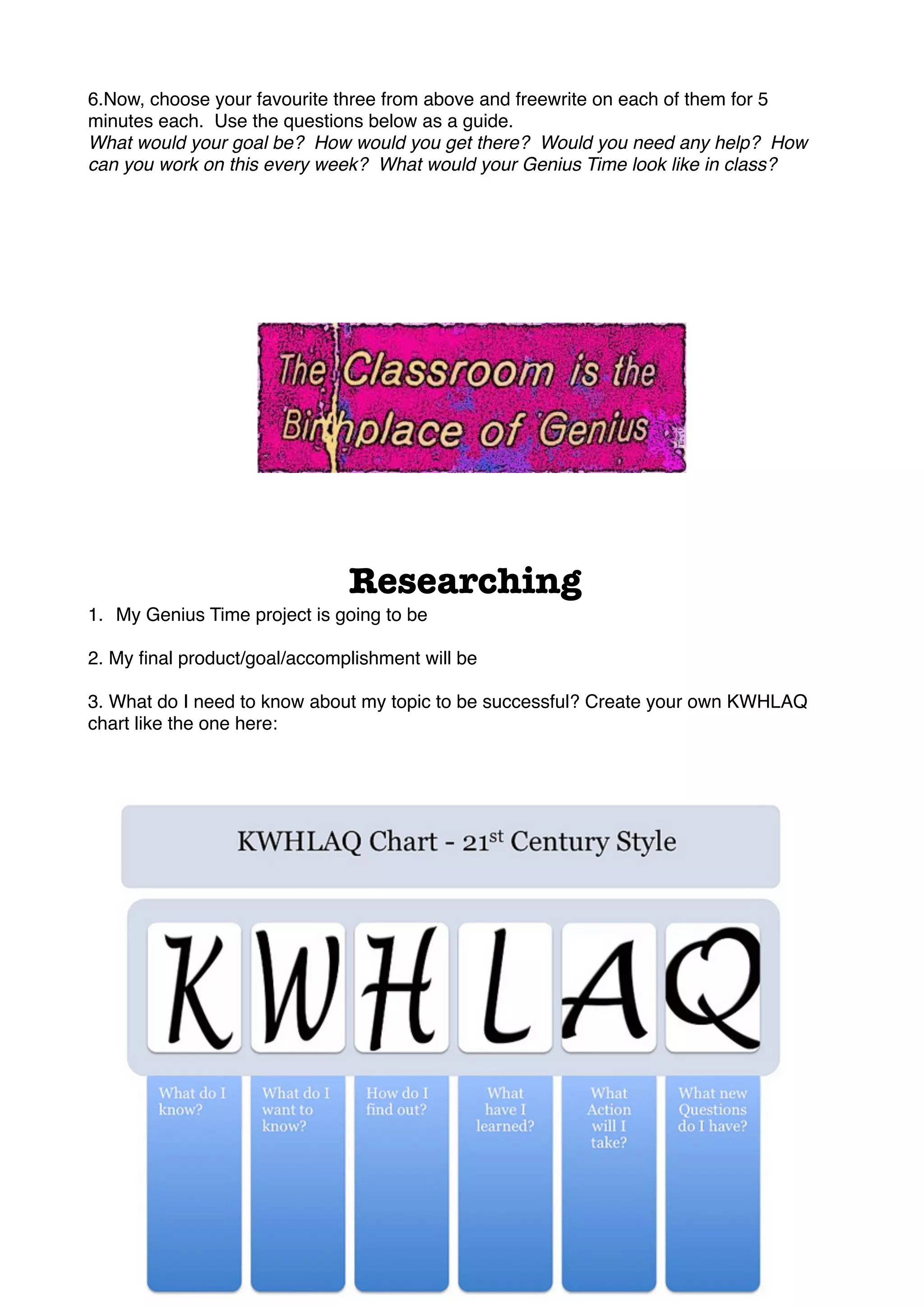 Genius Time brainstorm guide | PDF