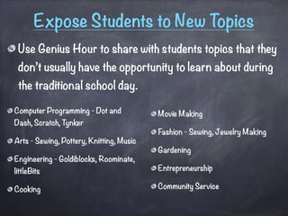 Genius Hour in the Elementary Education Classroom | PDF