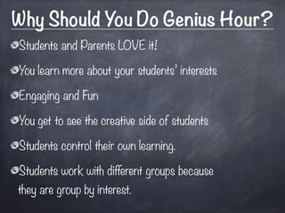 Genius Hour in the Elementary Education Classroom | PDF
