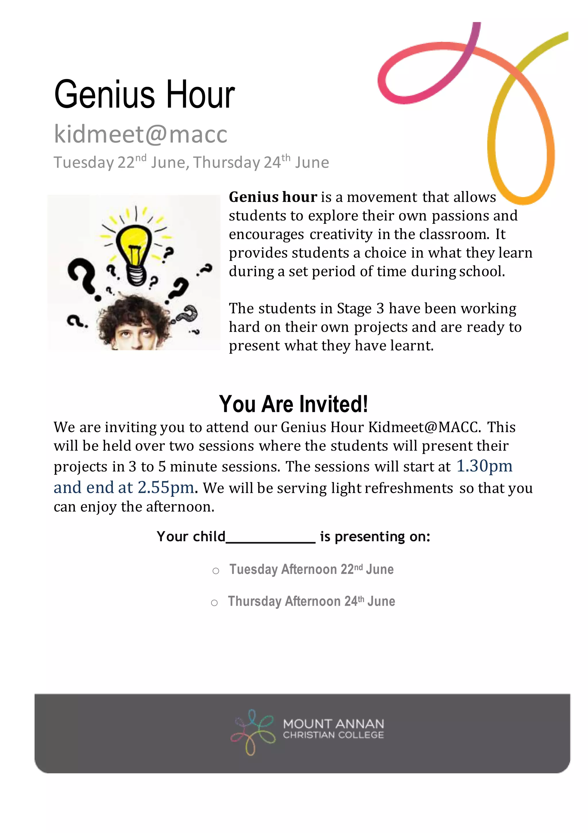 Genius hour kid meet | DOCX | Education