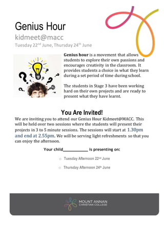 Genius hour kid meet | DOCX | Education