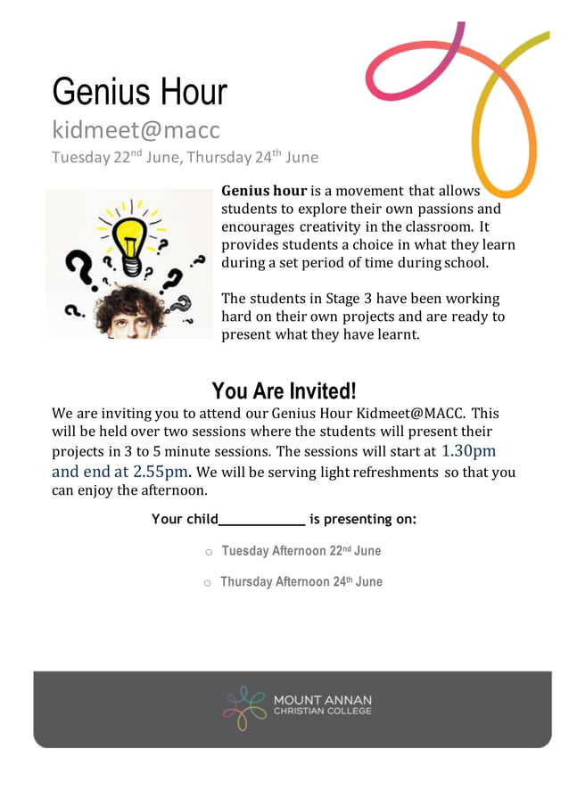 Genius hour kid meet | DOCX | Education