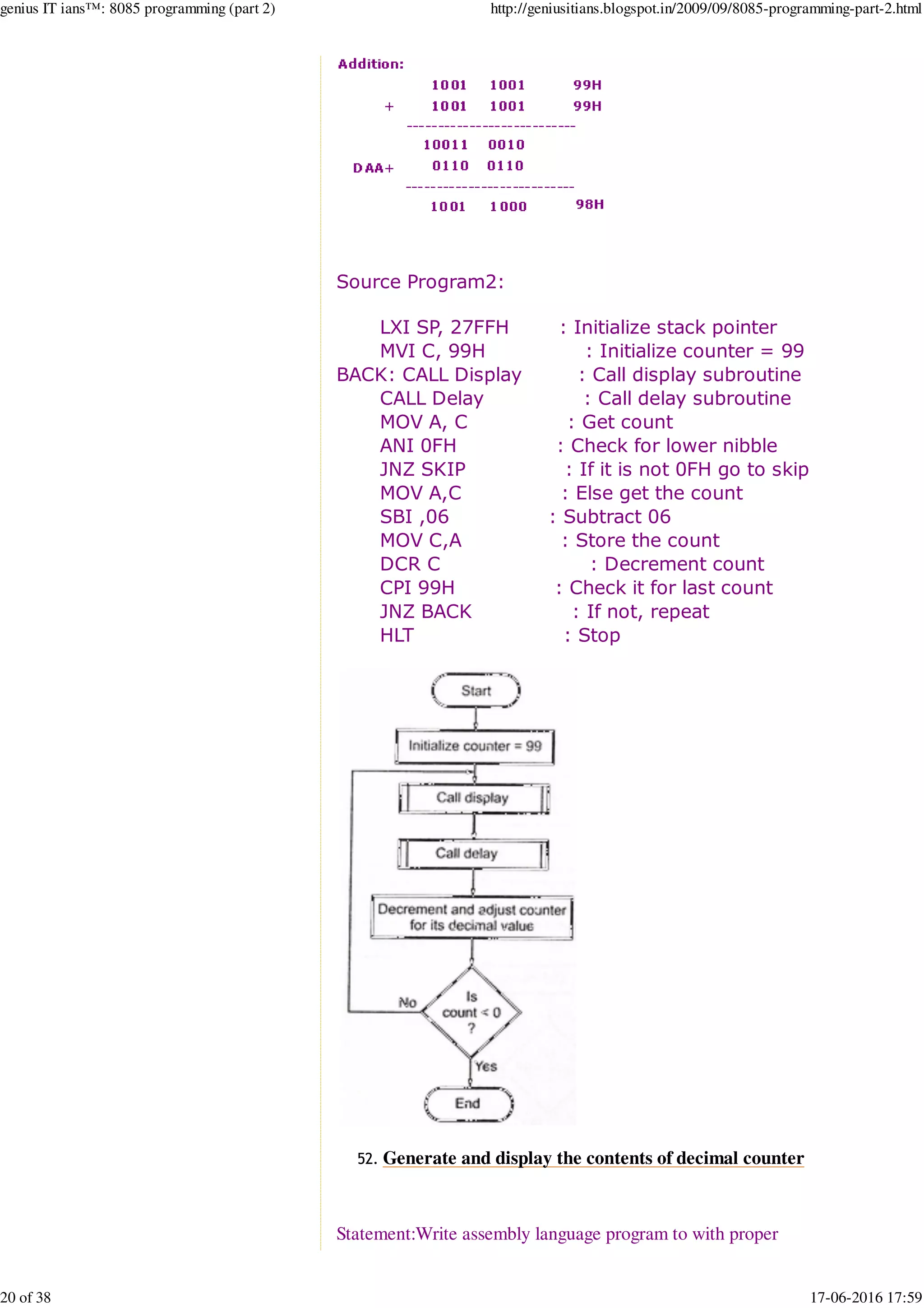 Genius it ians™ 8085 programming (part 2) | PDF