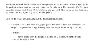 Representing Real-Life Situations Using Functions | PPTX