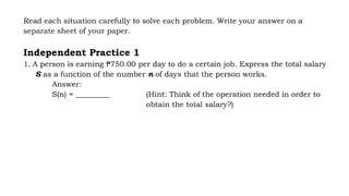 Representing Real-Life Situations Using Functions | PPTX