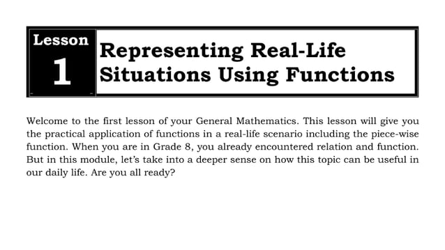 Representing Real-Life Situations Using Functions | PPTX