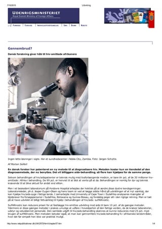 Kim Ginnerup - Gennembrud? Dansk forskning giver håb til hiv-smittede afrikanere ...