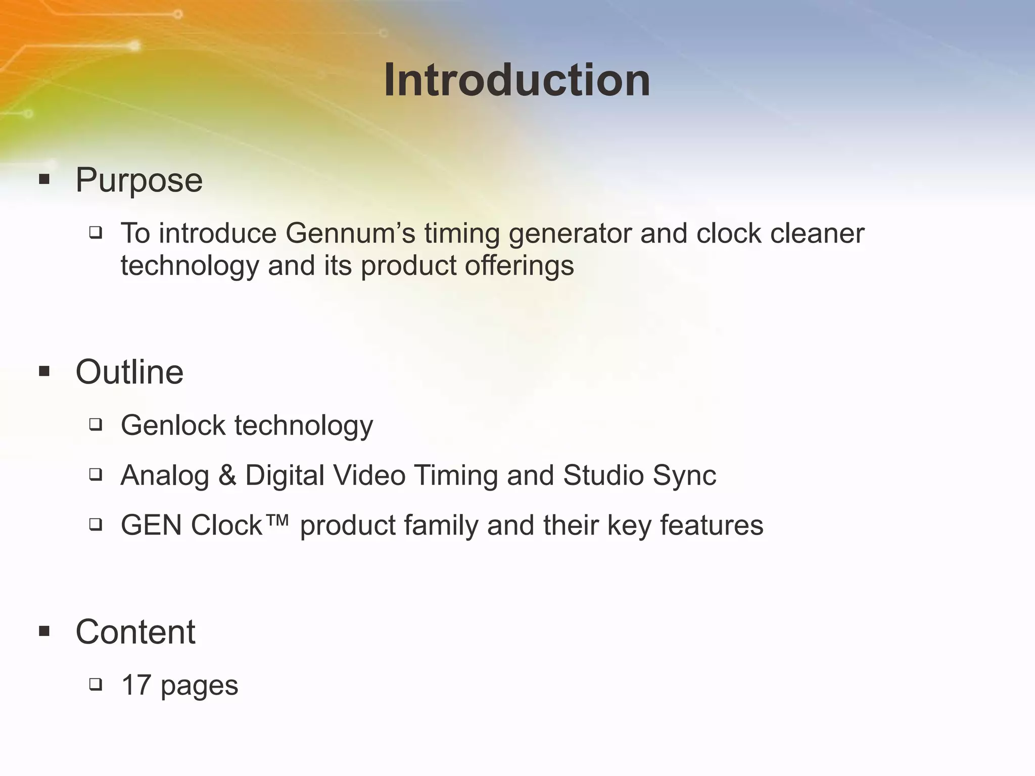 Timing Generators and ClockCleaner Solutions | PPT