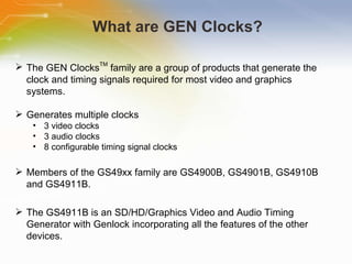 Timing Generators and ClockCleaner Solutions | PPT