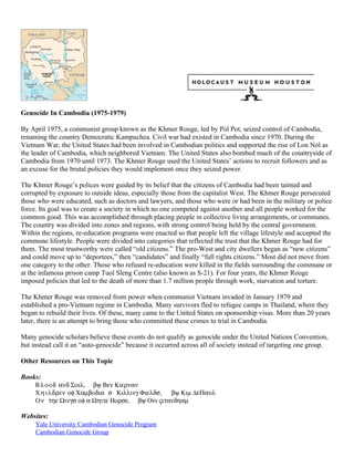 Genocide In Cambodia | DOC