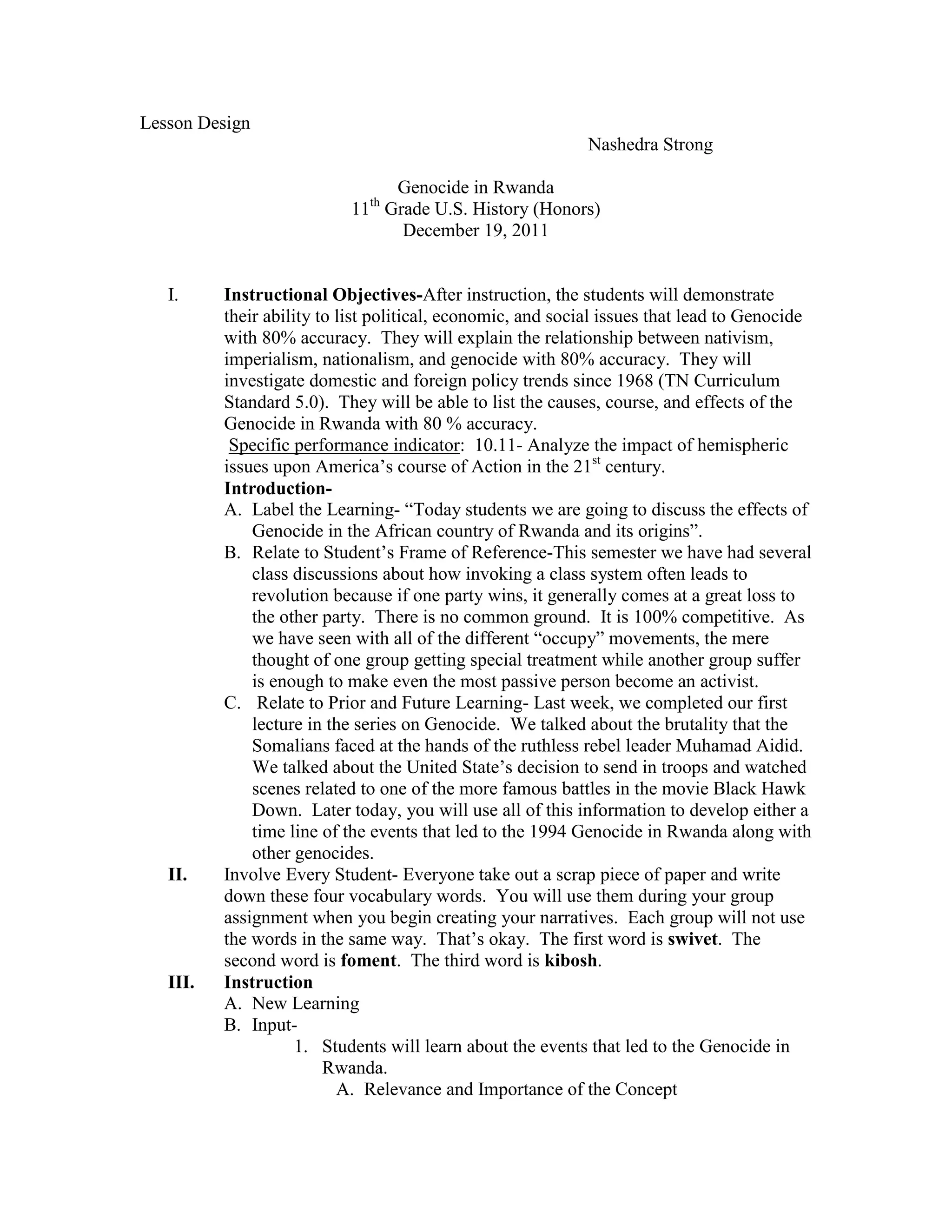 Genocide lesson plan | PDF