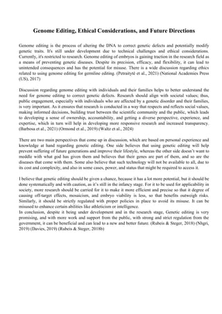 Genome editing, ethical consideration and future directions | DOCX