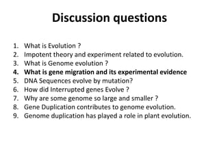 Genome evolution discussion questions | PPT