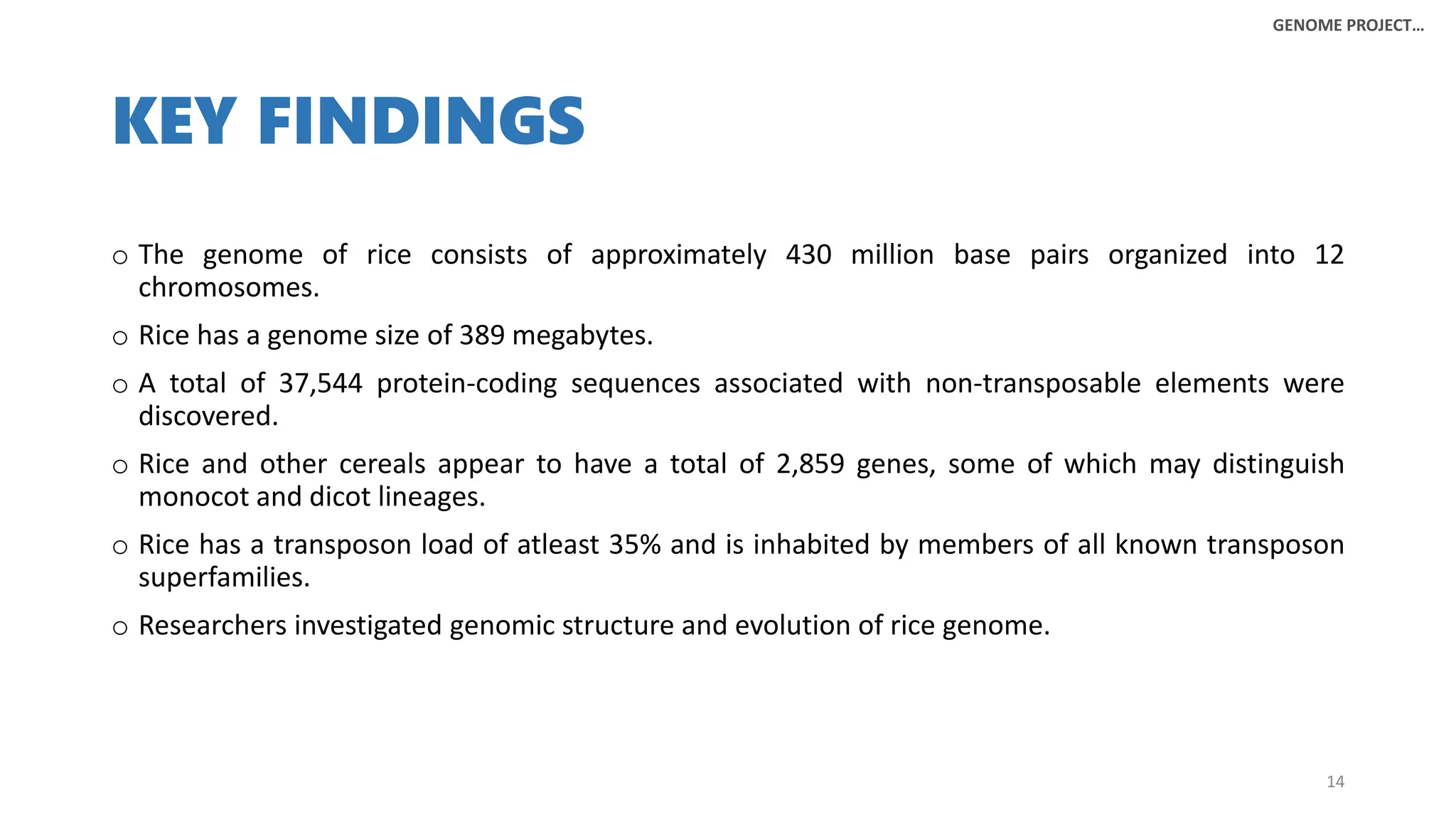 Genome Projects : Human, Rice,Wheat,E coli and Arabidopsis. | PPTX