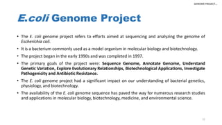 Genome Projects : Human, Rice,Wheat,E coli and Arabidopsis. | PPTX