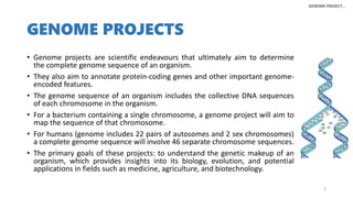 Genome Projects : Human, Rice,Wheat,E coli and Arabidopsis. | PPTX