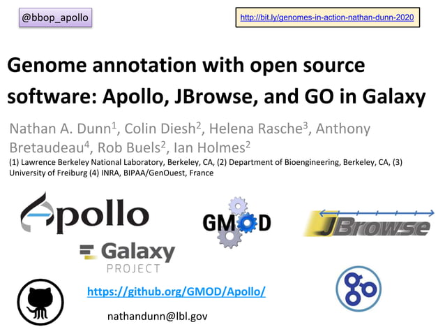 Genome annotation with open source software: Apollo, Jbrowse and the GO in Galaxy | PPT | Free ...