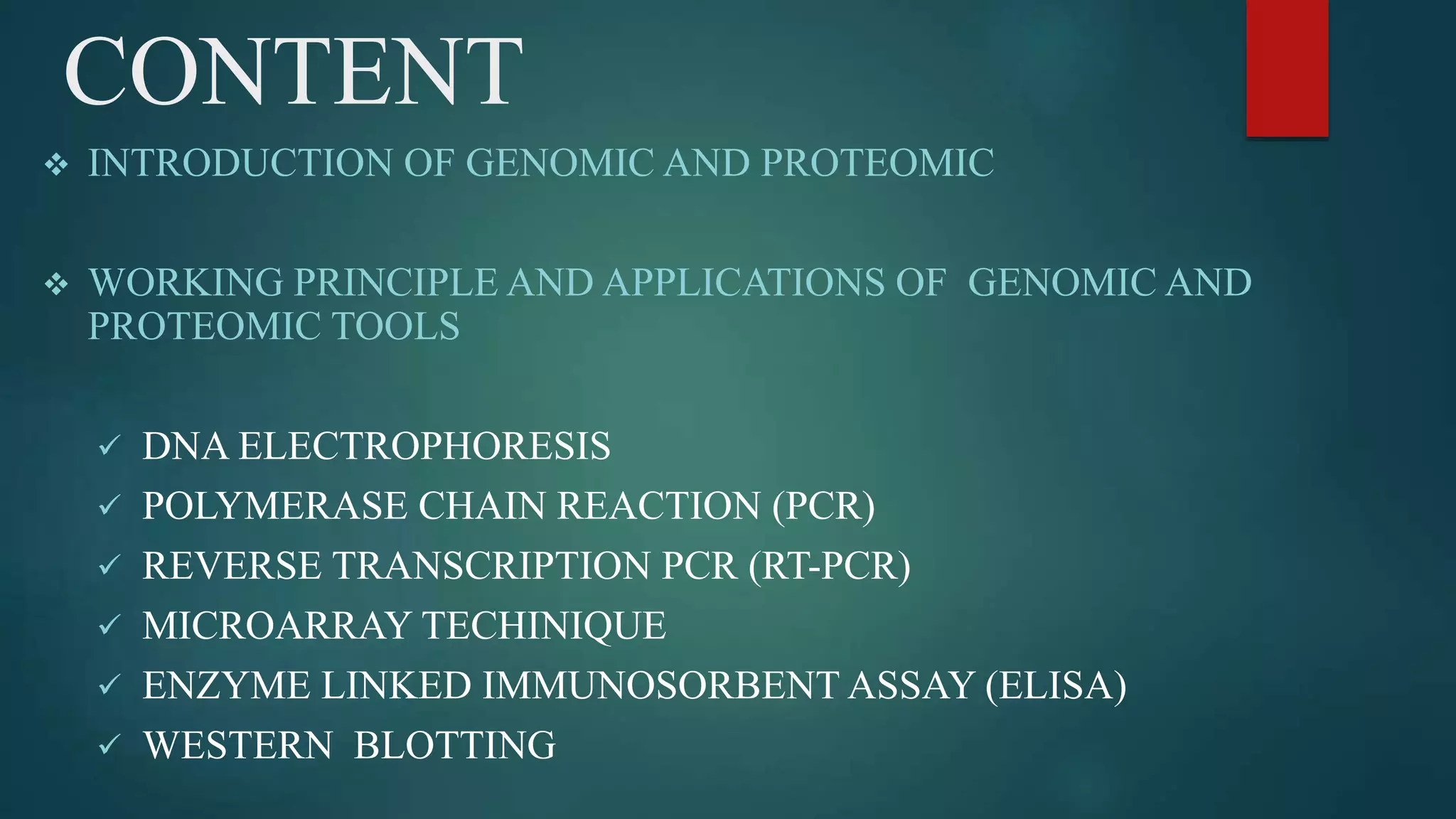 GENOMIC AND PROTEOMIC TOOLS | PPTX