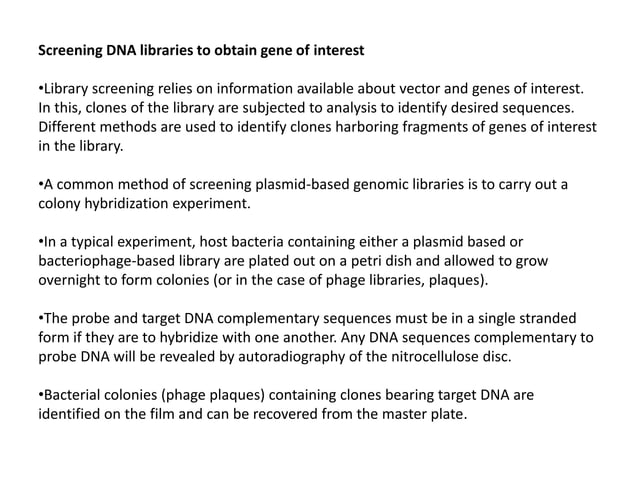Genomic and c dna library | PPTX