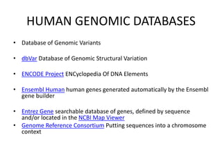 Genomic databases | PPTX